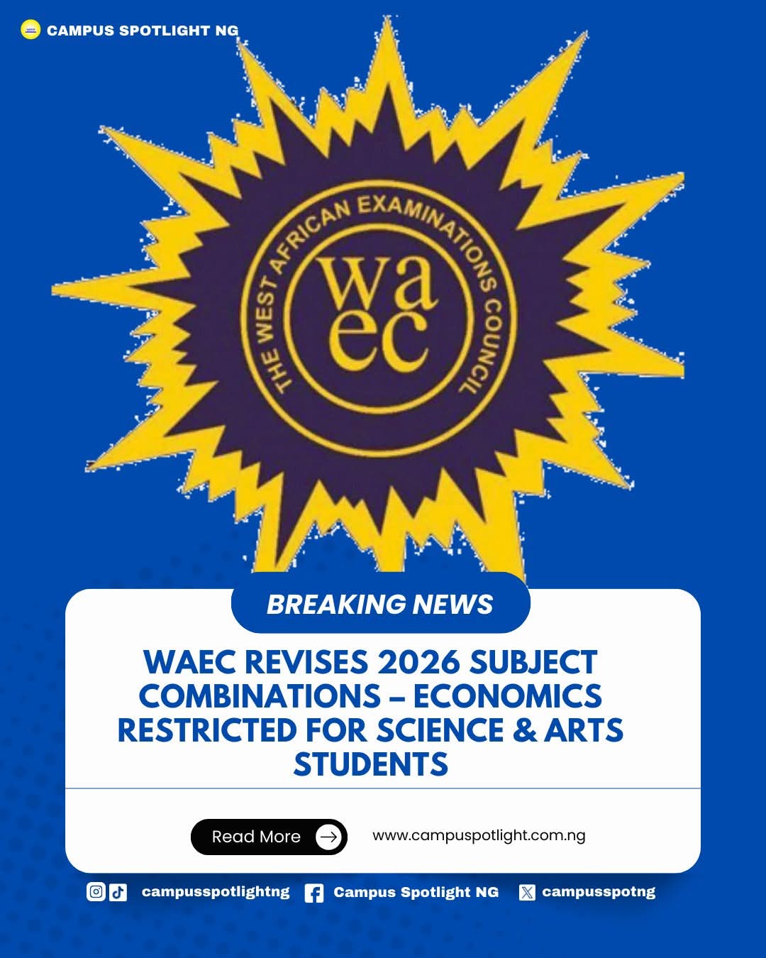 WAEC Releases New Subjects Combination from 2026 - Business Hilights